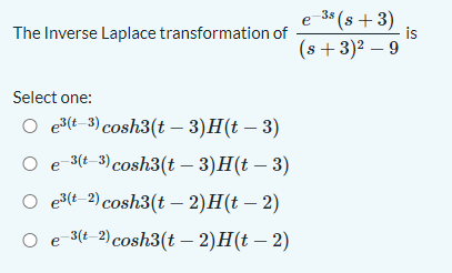 Solved The Inverse Laplace transformation of | Chegg.com