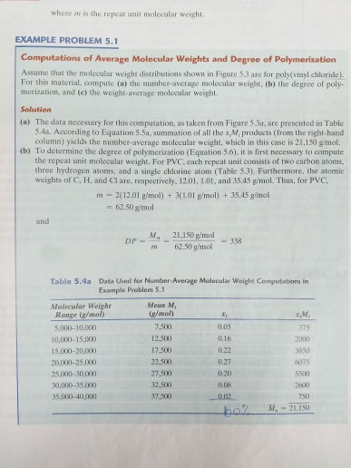Solved where is the repeat unit molecular weight EXAMPLE | Chegg.com