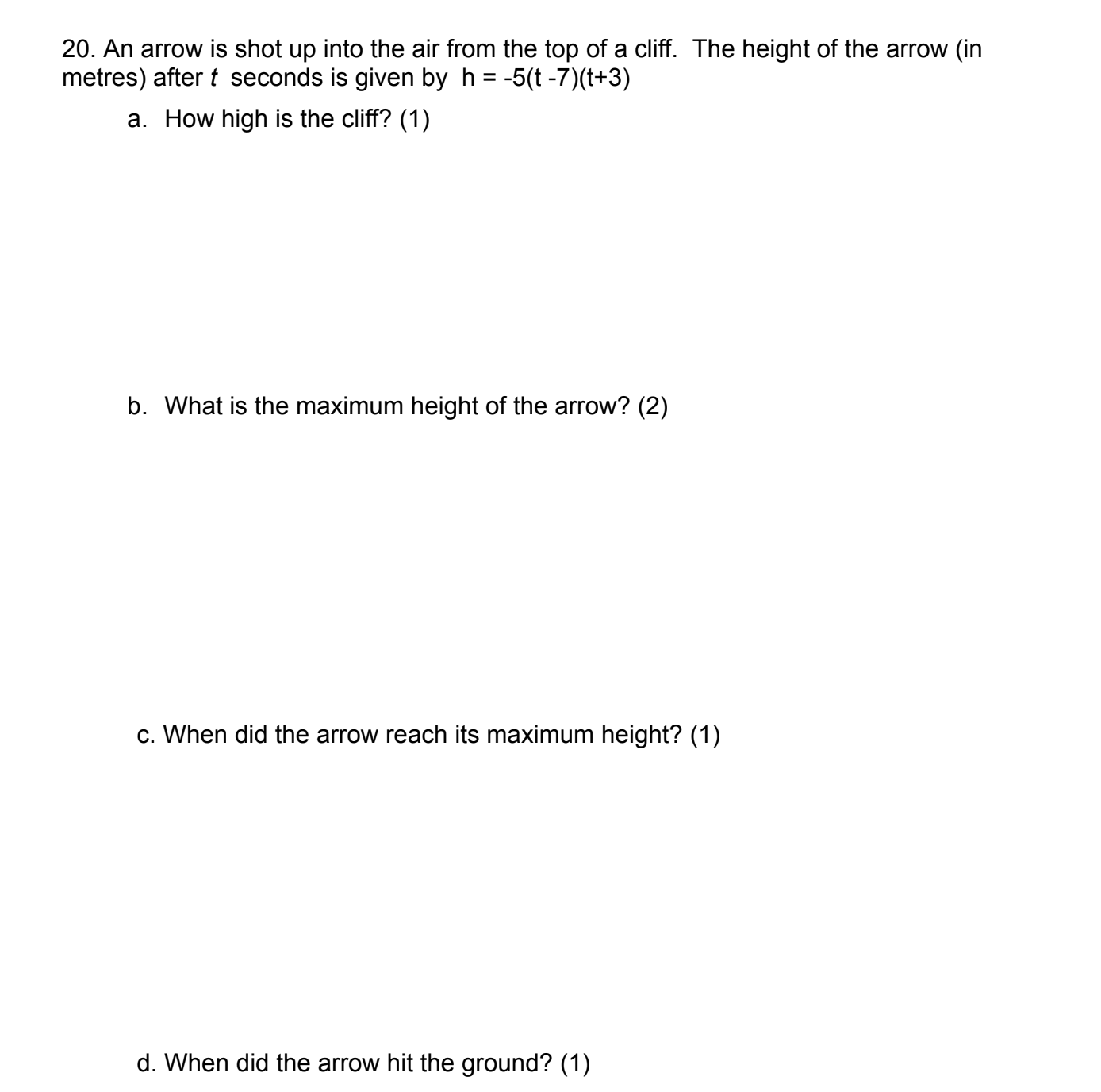 Solved An arrow is shot up into the air from the top of a | Chegg.com