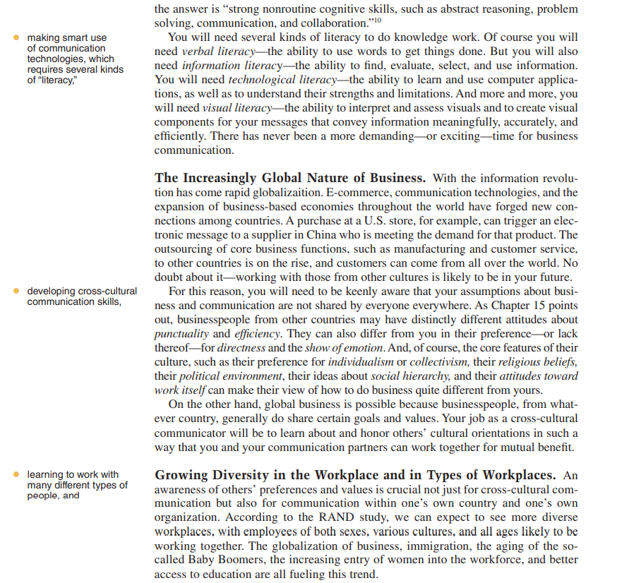 Chapter (1) Communication in the Workplace 1. Discuss | Chegg.com
