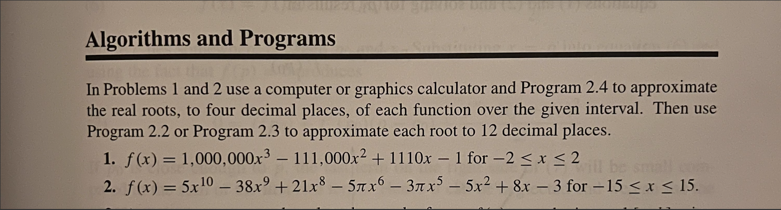 Solved Algorithms and Programs In Problems 1 and 2 use a | Chegg.com