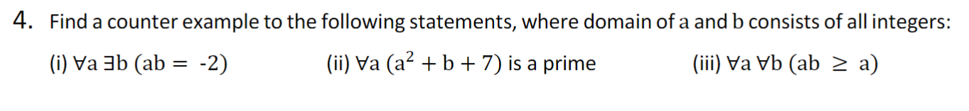Solved 4. Find a counter example to the following | Chegg.com