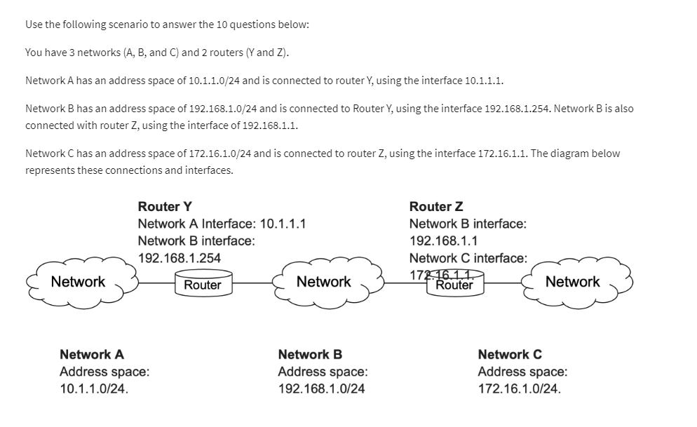 Solved Use the following scenario to answer the 10 questions | Chegg.com