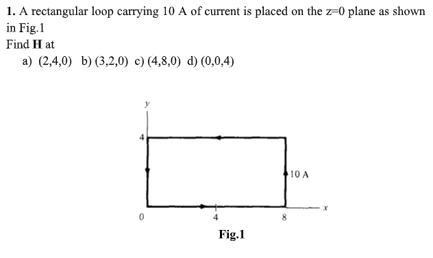 Solved 1. A rectangular loop carrying 10 A of current is | Chegg.com