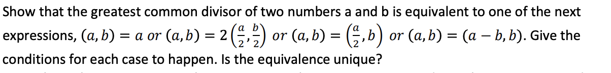 Solved Show that the greatest common divisor of two numbers | Chegg.com