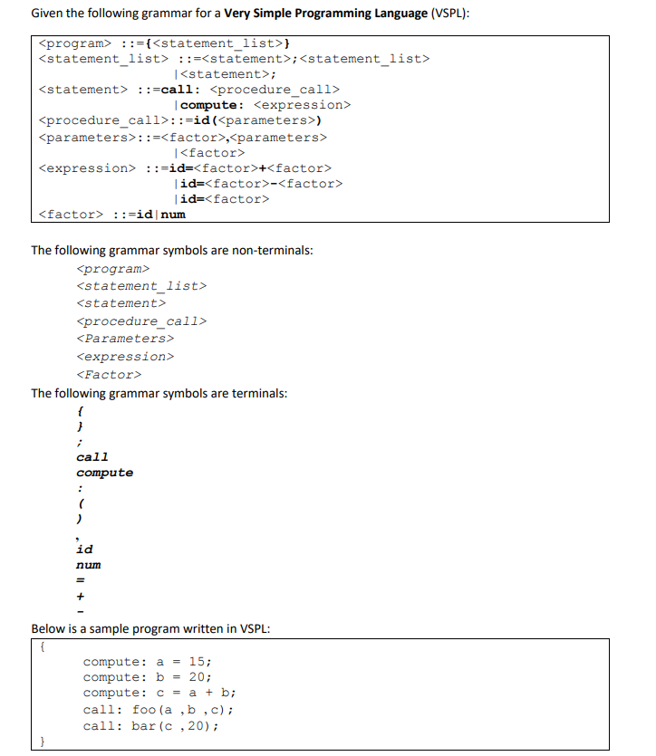 Solved LL(1) grammar: 1. Write the FIRST and FOLLOW sets | Chegg.com