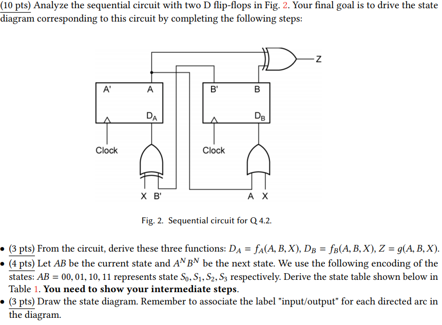 Solved (10 pts) Analyze the sequential circuit with two D | Chegg.com