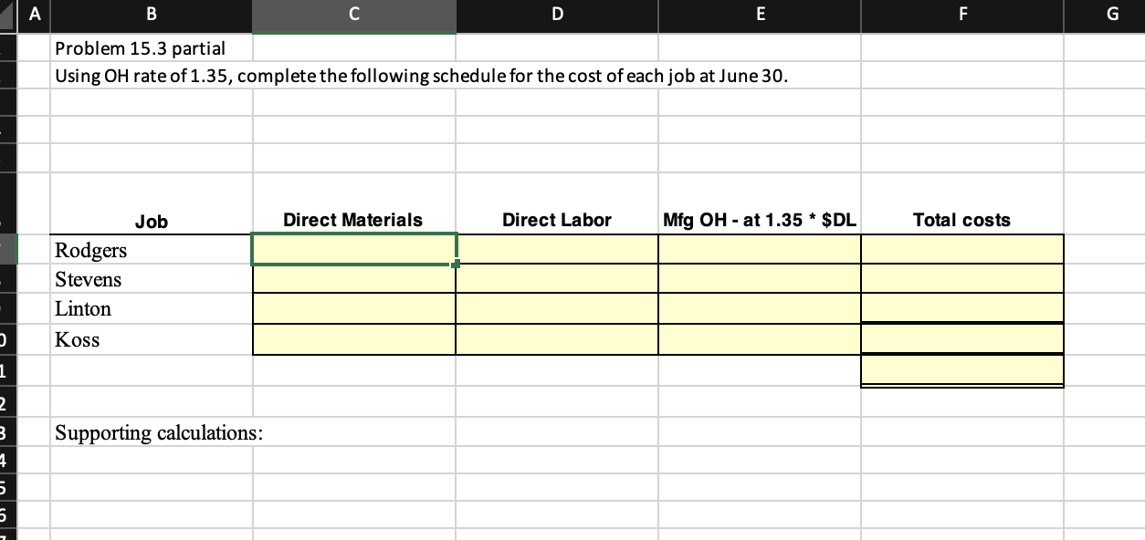 Solved Job costing for P 15.3A – changed the objectives and | Chegg.com