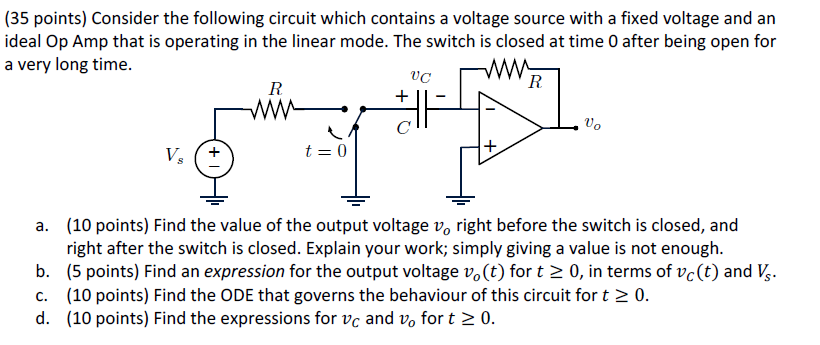 Solved (35 points) Consider the following circuit which | Chegg.com