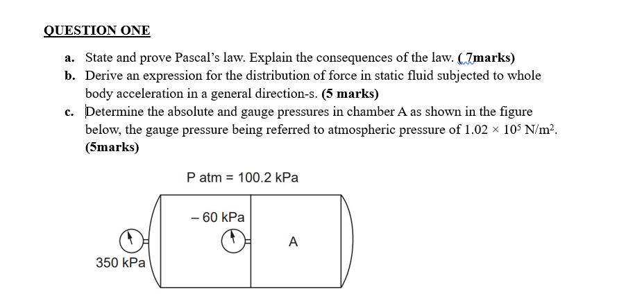 Solved QUESTION ONEa. ﻿State and prove Pascal's law. Explain | Chegg.com