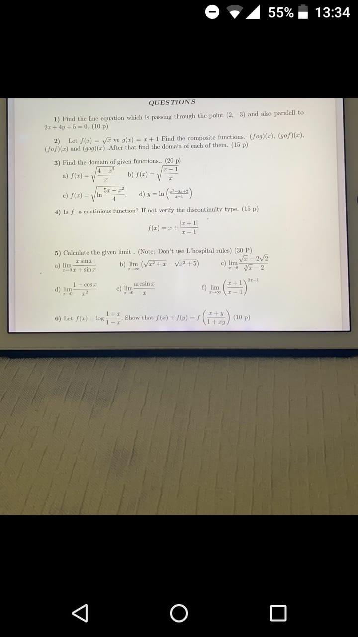Solved 55 13 34 QUESTIONS 1 Find The Line Equation Which Chegg