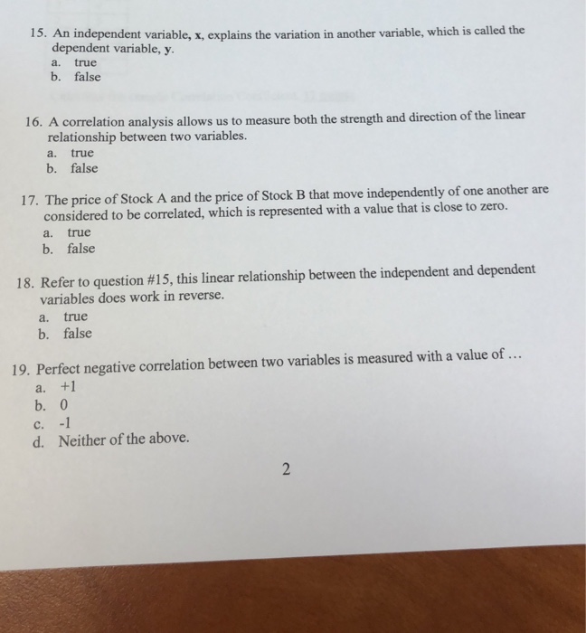 Solved 15. An independent variable, x, explains the | Chegg.com