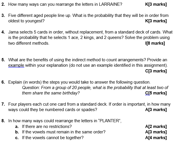 Solved 2. How many ways can you rearrange the letters in | Chegg.com