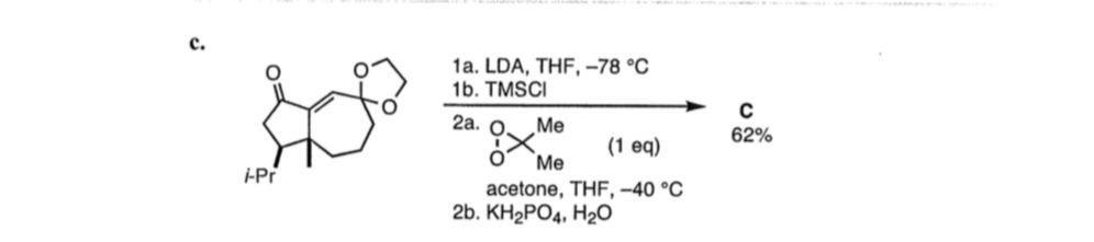 Solved c. 1a. LDA, THF, -78 °C 1b. TMSCI 2a. O с 62% i-Pr Me | Chegg.com