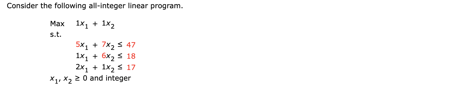 Solved Consider the following all-integer linear program. | Chegg.com