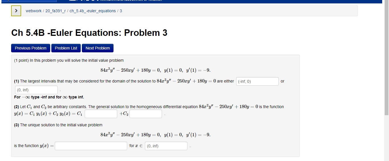 Solved > webwork / 20_fa391_r/ch_5.4b_-euler_equations / 3 | Chegg.com