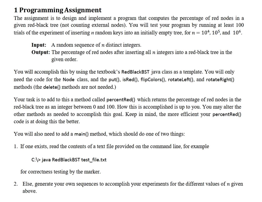 1 Programming Assignment The assignment is to design | Chegg.com