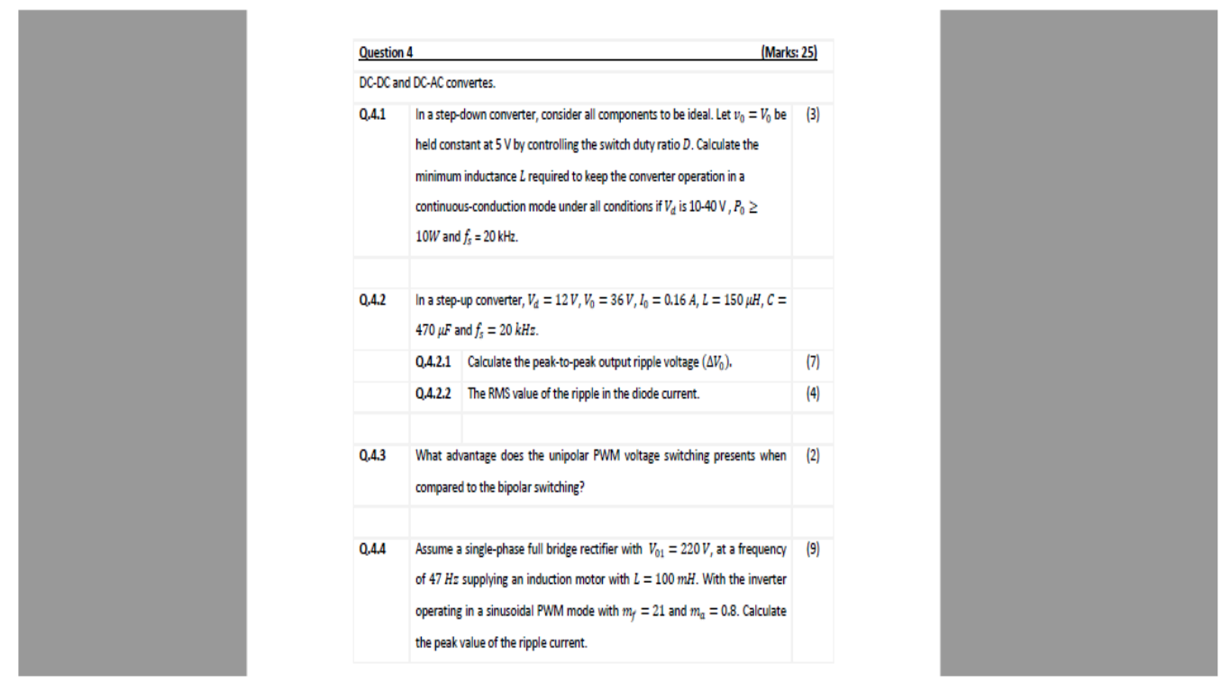 Solved Question 4 (Marks: 25) DC-DC and DC-AC convertes. | Chegg.com