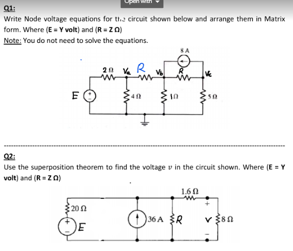 Solved Q1: Write Node voltage equations for the circuit | Chegg.com