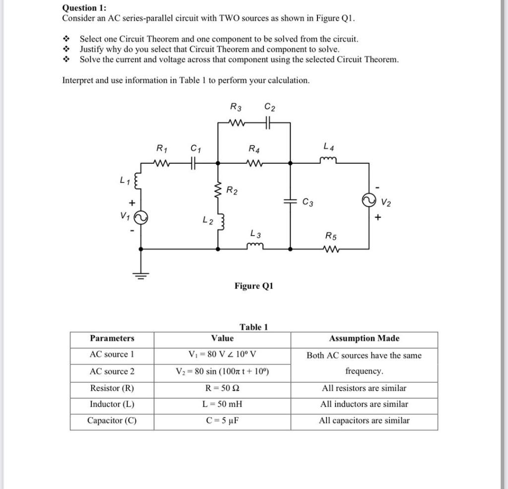 Solved Consider an AC series-parallel circuit with TWO | Chegg.com