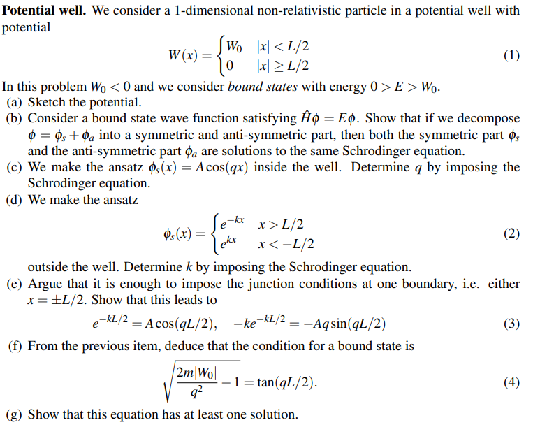 Solved Potential well. We consider a 1-dimensional | Chegg.com