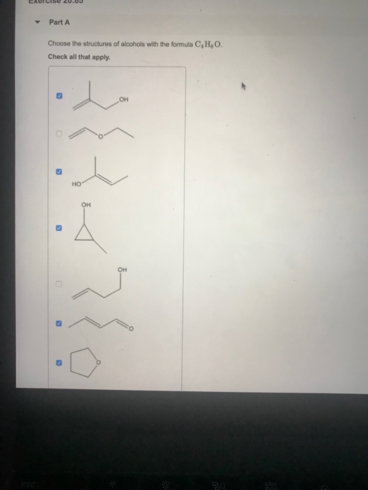 Solved Part A Choose the structures of alcohols with the | Chegg.com