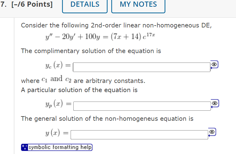 Solved Consider the following 2nd-order linear | Chegg.com
