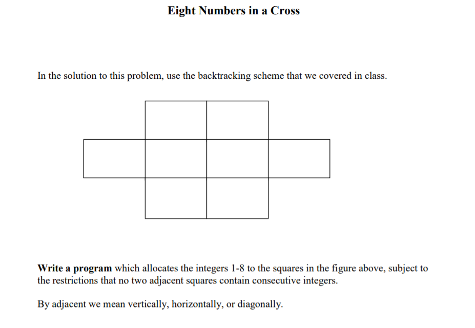 Solved Eight Numbers in a Cross In the solution to this | Chegg.com