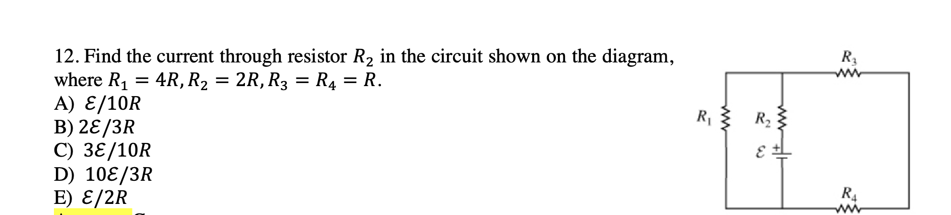[Solved]: Find the current through resistor R_(2) in the cir