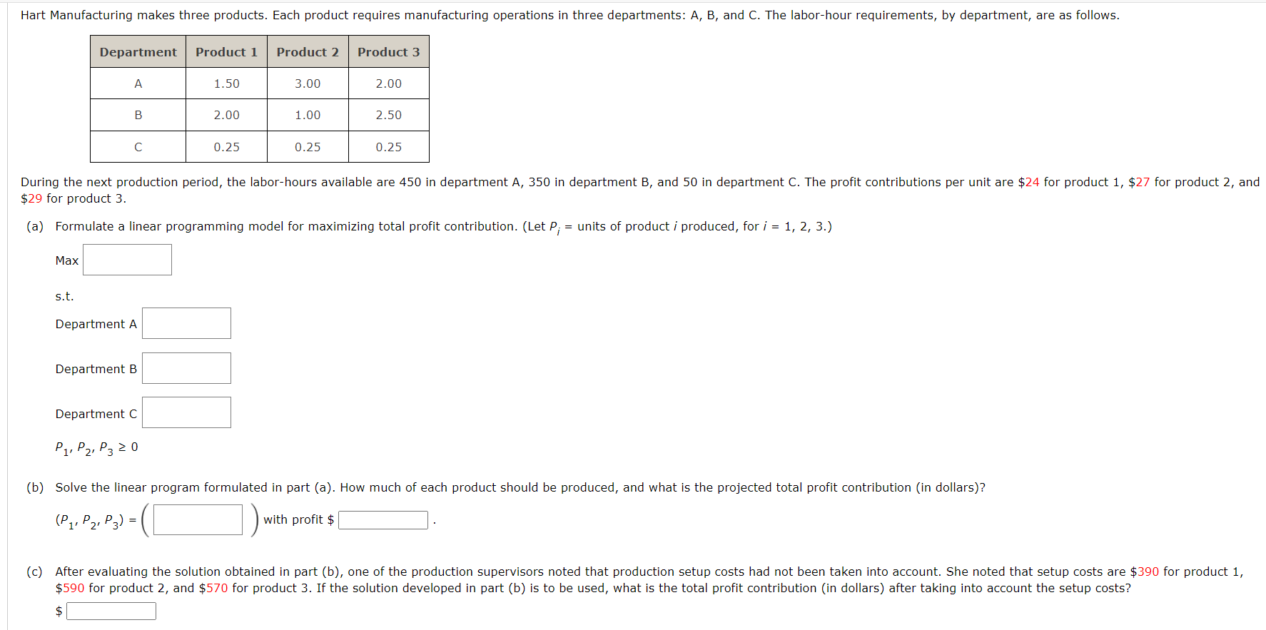 Solved $29 for product 3. (a) Formulate a linear programming | Chegg.com