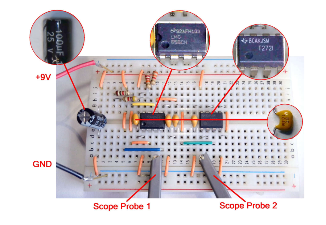 Solved 25 v Fra 100uF 92AFH1G3 LMC 555CN 8CAKJSM T2721 + +9V | Chegg.com