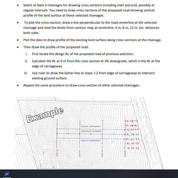 Select at least 4 chainages for drawing | Chegg.com