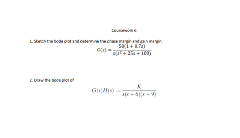 Solved 1. Sketch the bode plot and determine the phase | Chegg.com