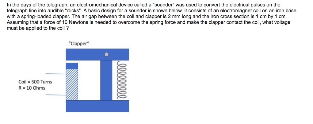 Solved In the days of the telegraph, an electromechanical | Chegg.com