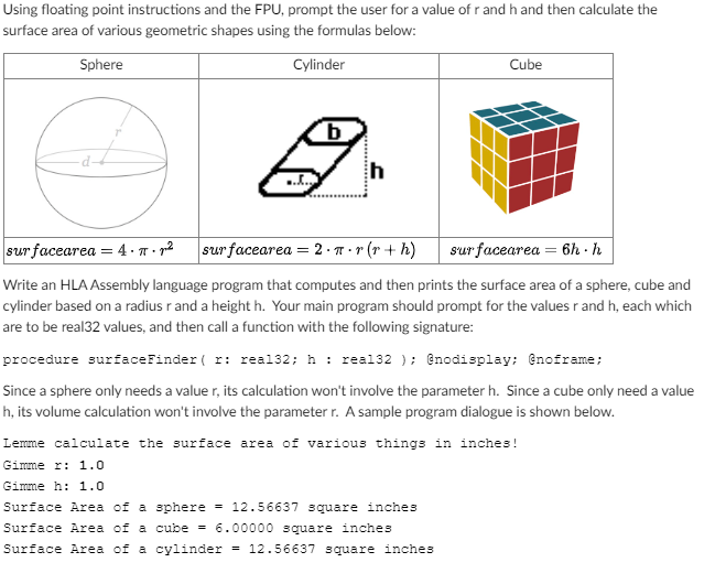 Solved Using floating point instructions and the FPU, prompt | Chegg.com