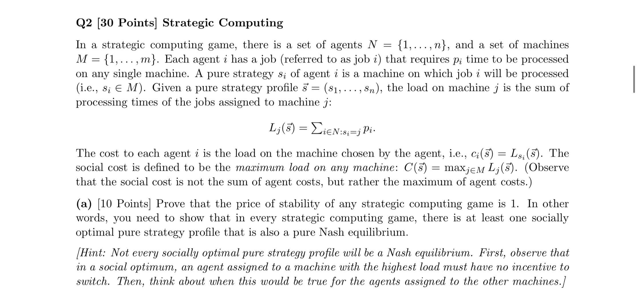 Q2 [30 Points] Strategic Computing In a strategic | Chegg.com