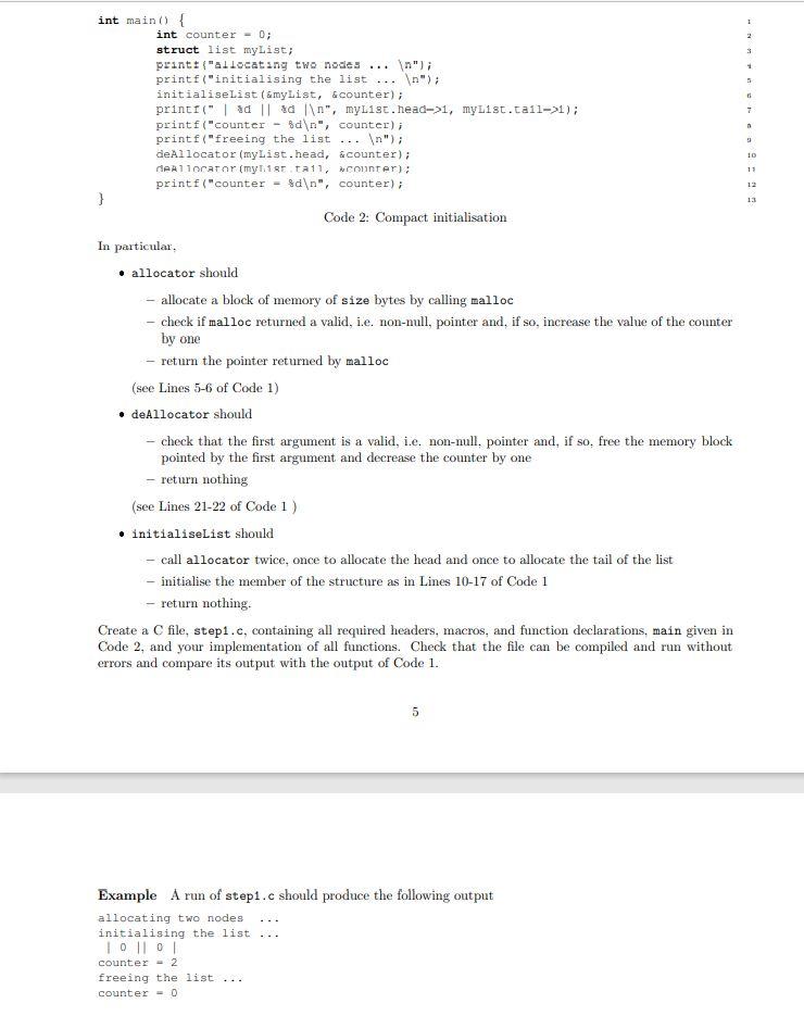 Solved 1 Step 1: initialise the list (20 marks) In this | Chegg.com