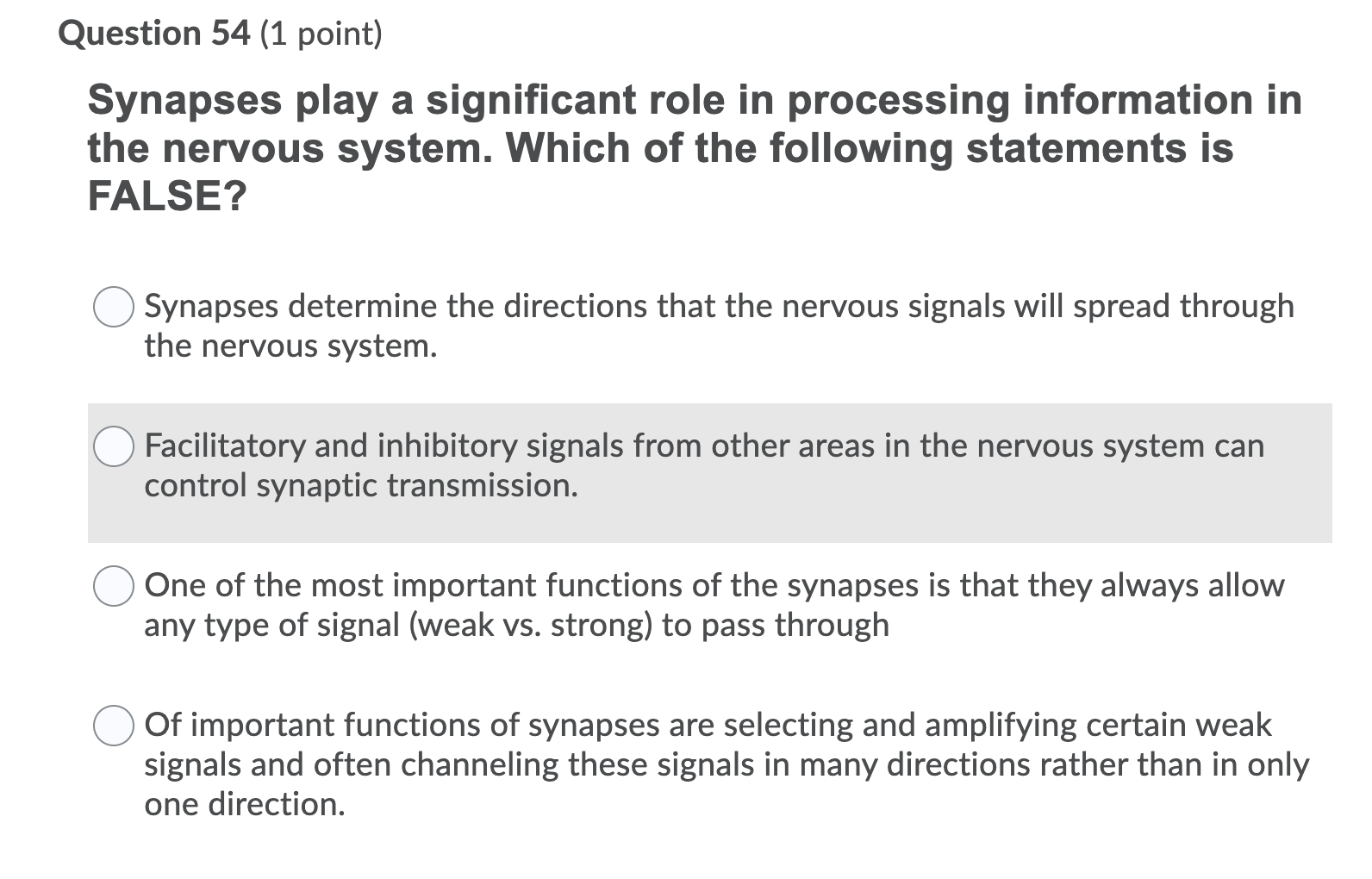 Solved Question 54 (1 point) Synapses play a significant | Chegg.com