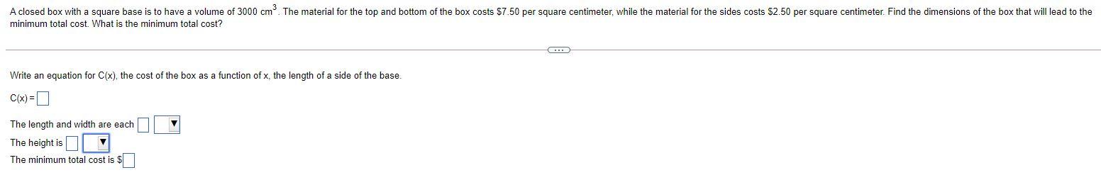 Solved A closed box with a square base is to have a volume | Chegg.com