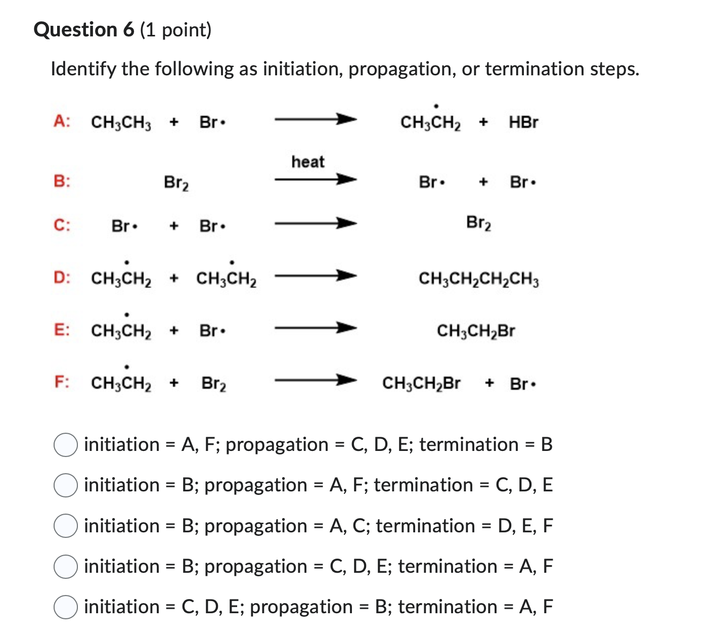 Solved Question 6 (1 ﻿point)Identify the following as | Chegg.com