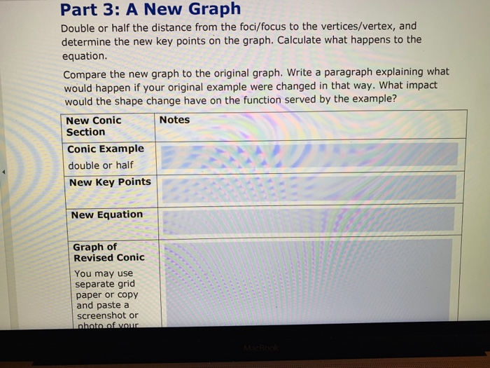 Solved Part 2: Conic Graph and Equation Choose one of your | Chegg.com
