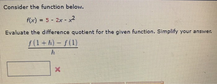 Solved Consider the function below. f(x) = 5 -2x - x^2 | Chegg.com