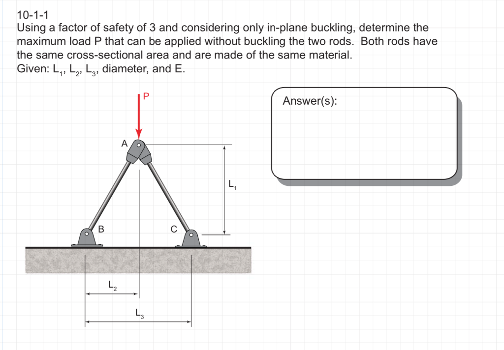 Solved 10-1-1 Using a factor of safety of 3 and considering | Chegg.com