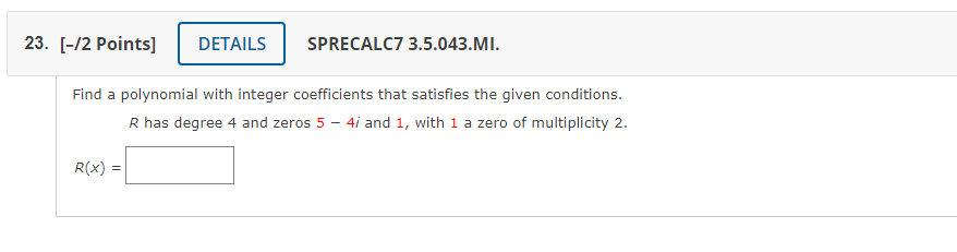 Solved 23. [-/2 points) DETAILS SPRECALC7 3.5.043.MI. Find a | Chegg.com