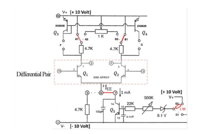 V+ [+ 10 Volt) 2N3638 2N3638 Q3 Q4 1K A1 AZ B2 B1 | Chegg.com