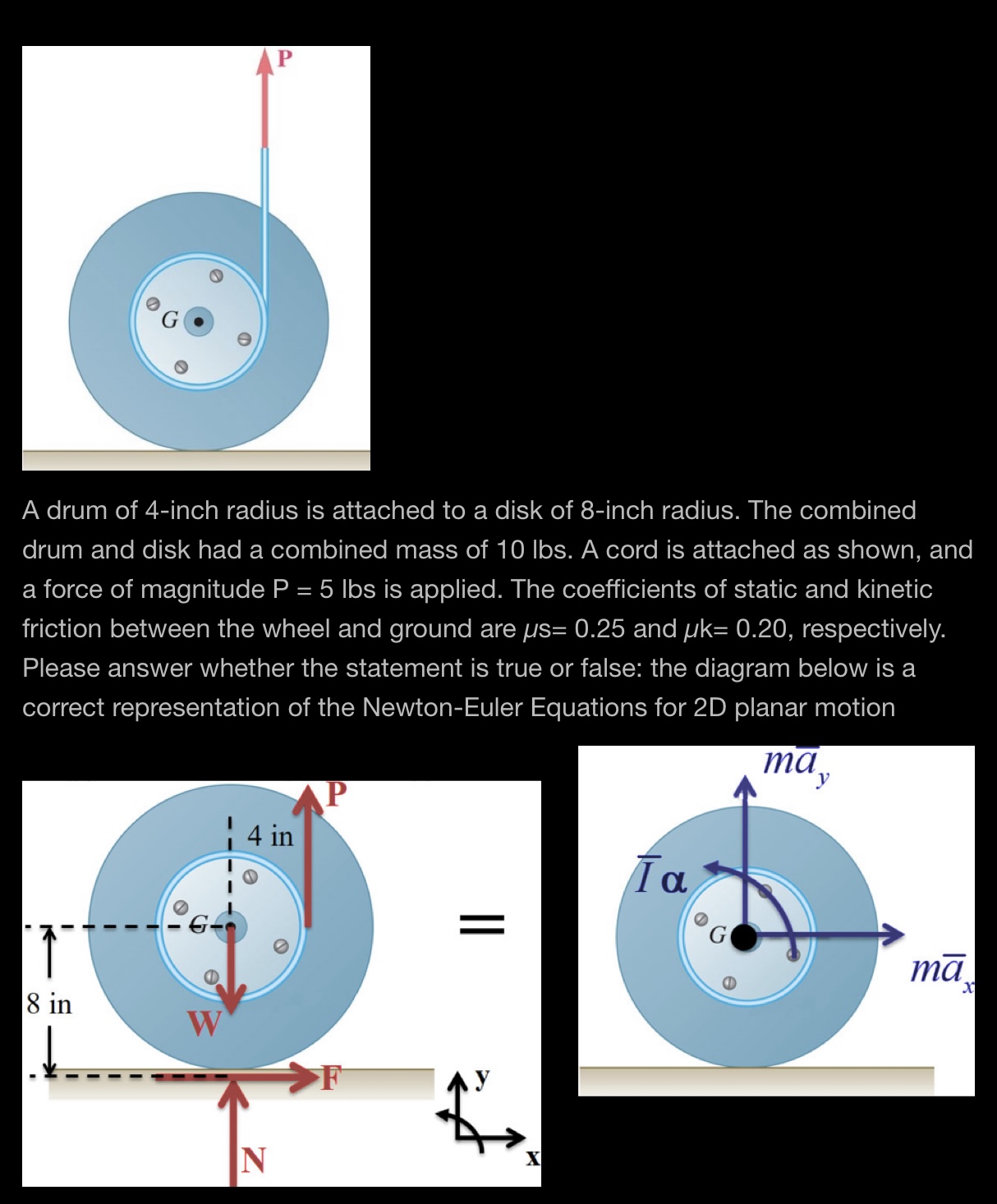 Solved A drum of 4-inch radius is attached to a disk of | Chegg.com