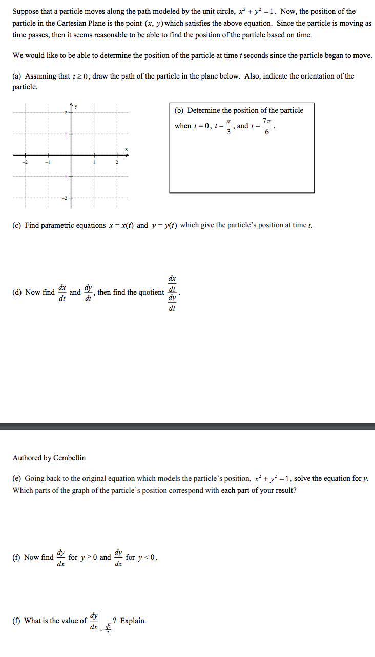 Solved Suppose that a particle moves along the path modeled | Chegg.com