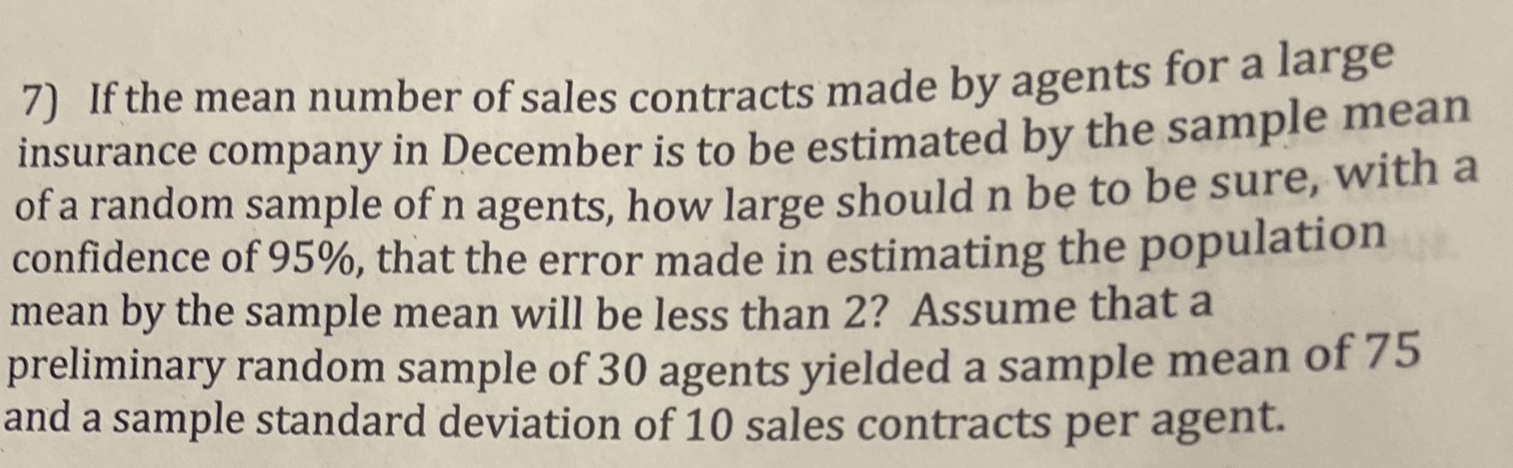 Solved If the mean number of sales contracts made by agents | Chegg.com