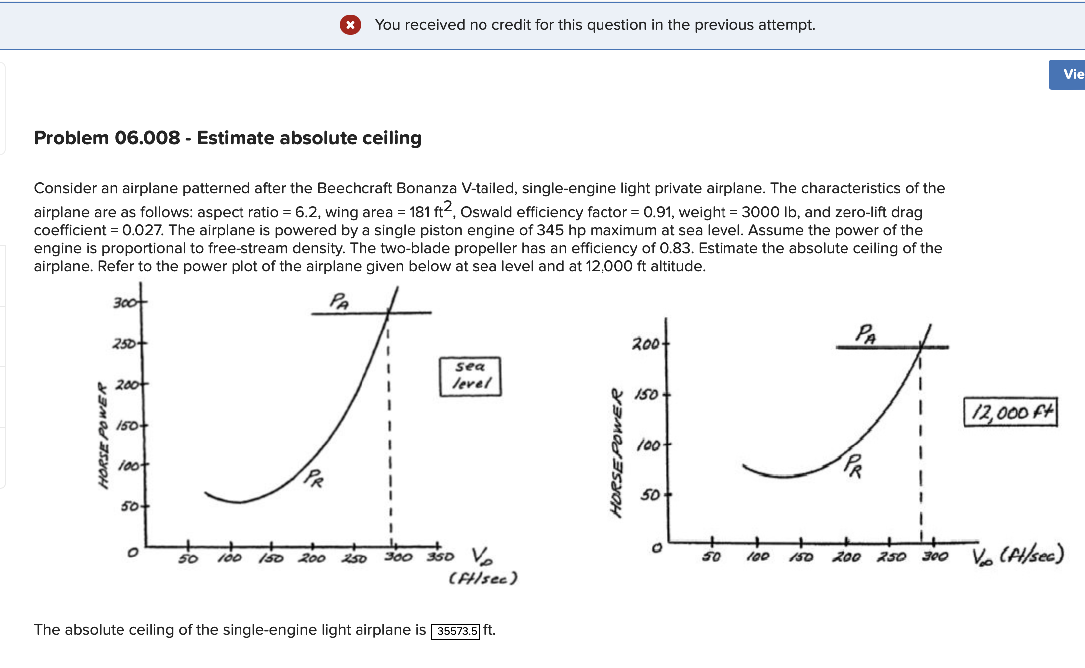 Solved by an EXPERT Problem 06.008 - ﻿Estimate absolute ceilingConsider ...
