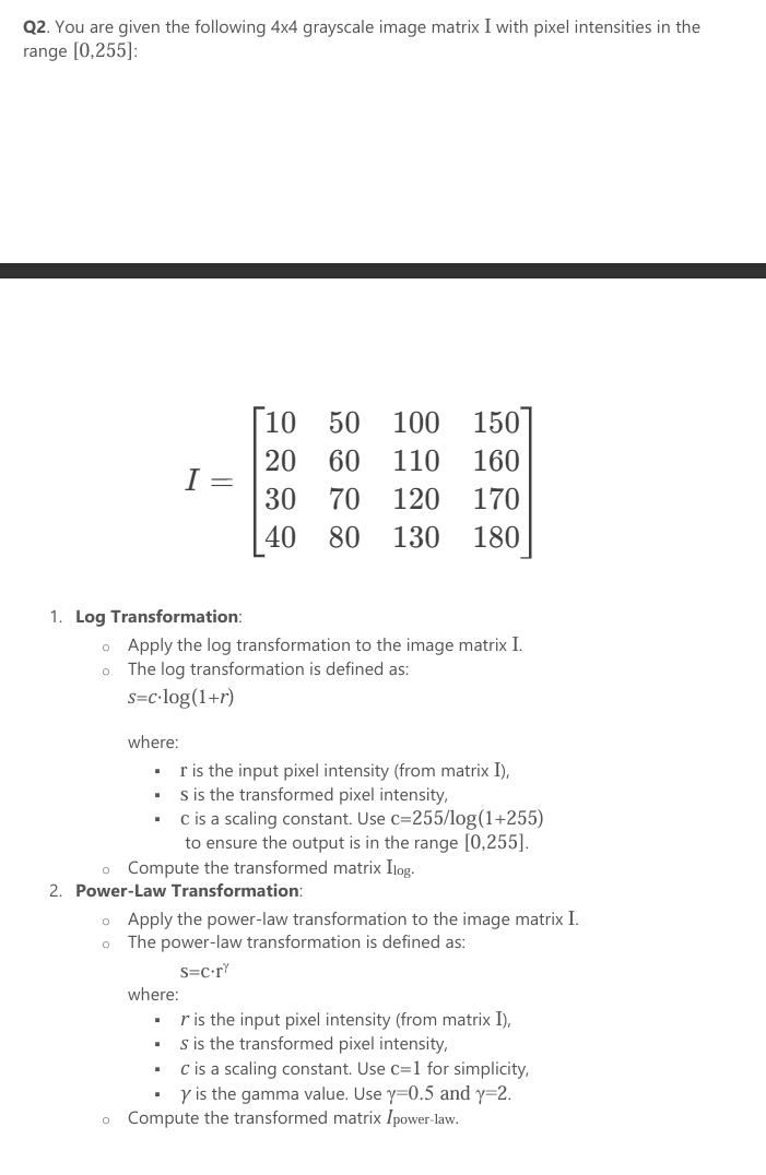 Solved Q2. ﻿You are given the following 4×4 ﻿grayscale image | Chegg.com